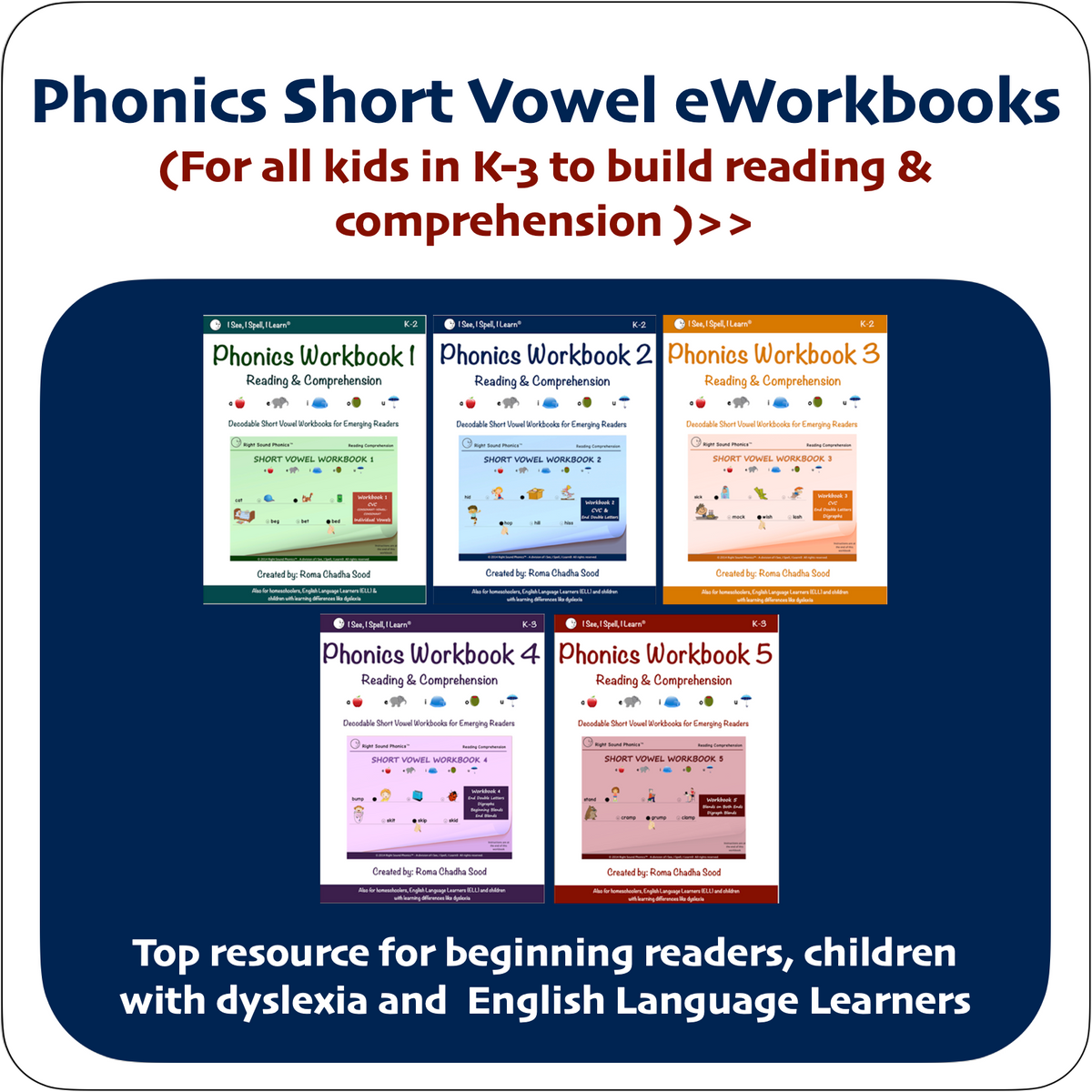 Phonics & Short Vowel Workbooks (For Emergent Readers & Dyslexia) – I ...