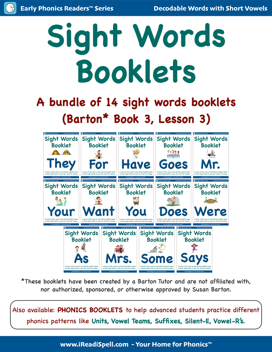 Bundles of Sight Words Booklets for Barton* Students (PDF Download) – I ...