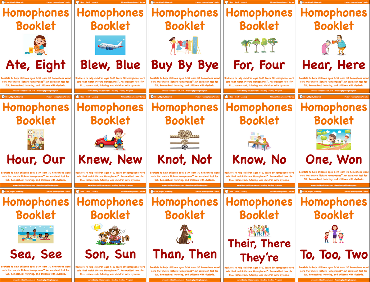 BUNDLE 1 Homophones Booklets - 15 Sets of 33 Homophones Words (15 eBoo ...
