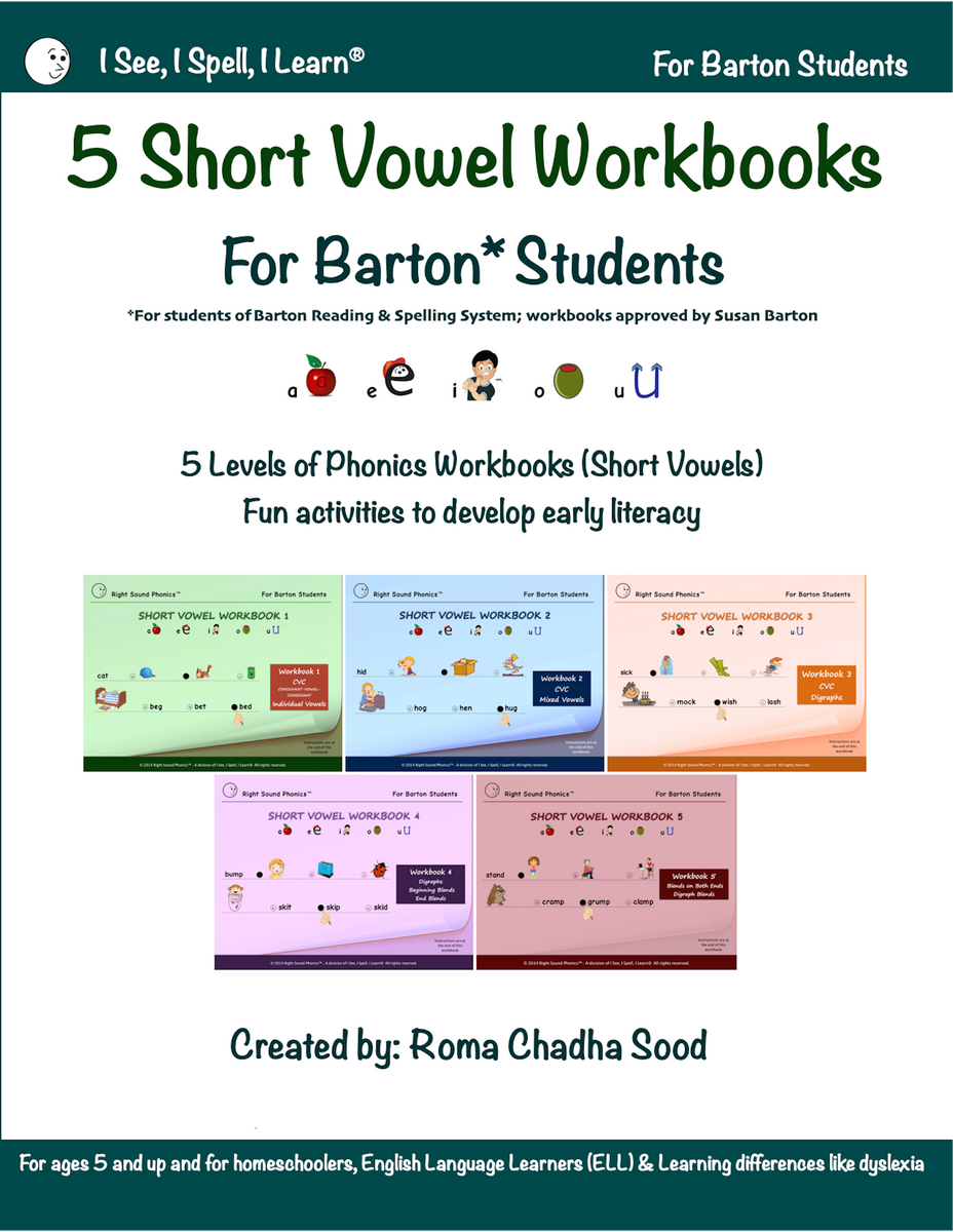 I See, I Spell, I Learn® - Short Vowel Workbooks - For Barton Students – I See, I Spell, I Learn ...